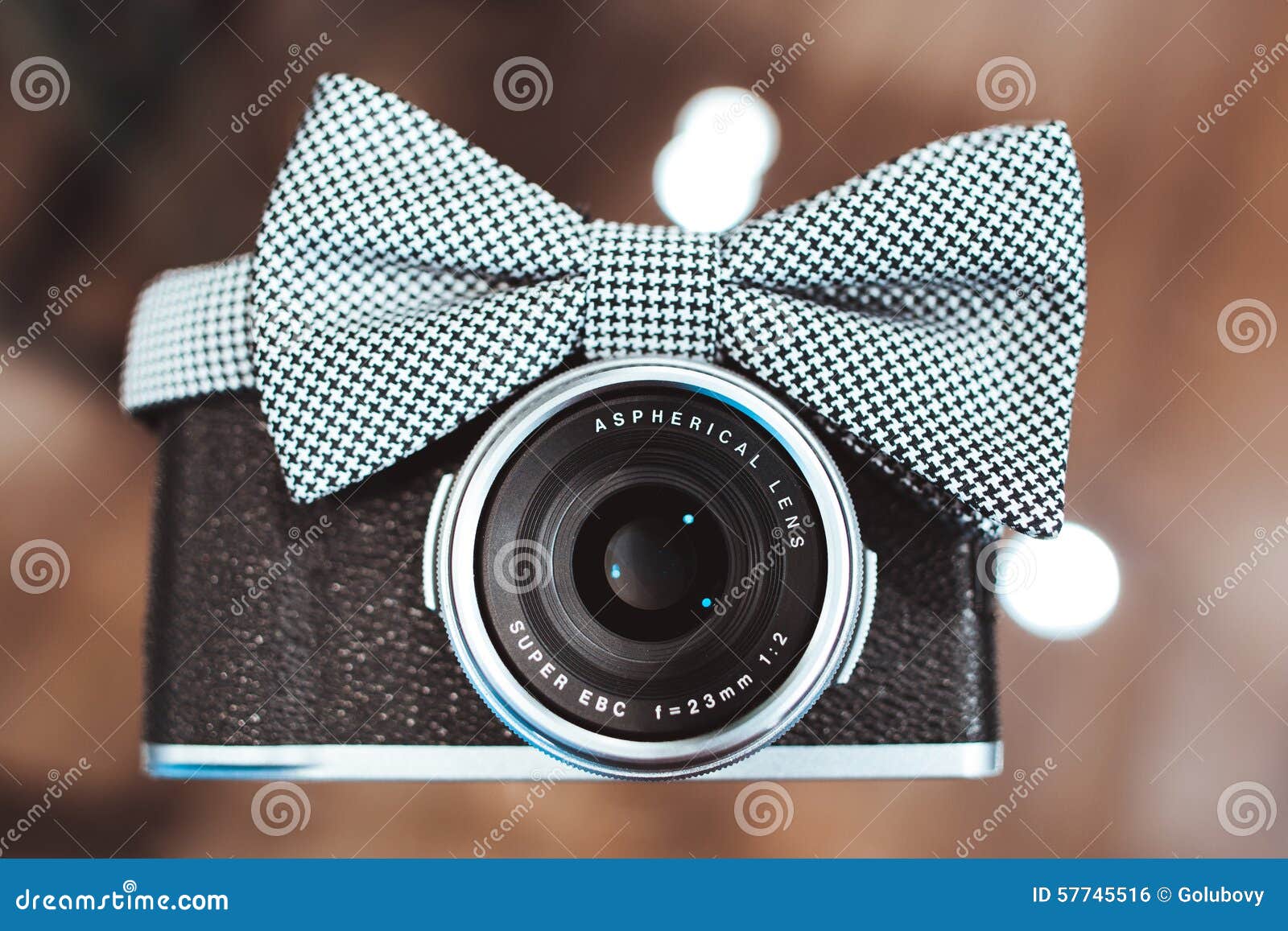 The Digital Camera with a Bow Tie Stock Photo - Image of optical, black ...