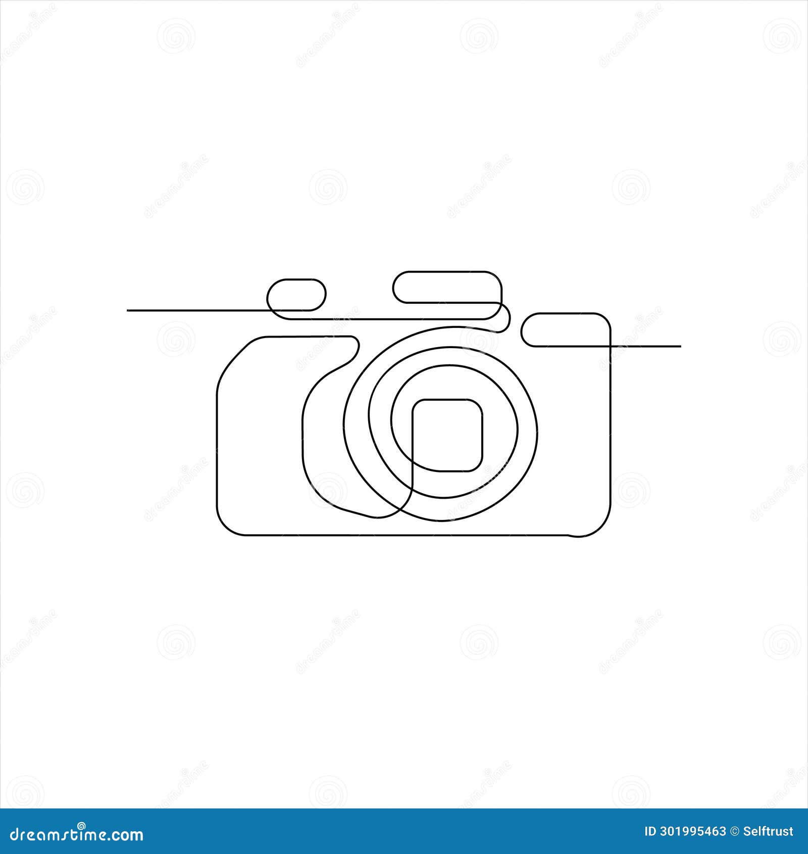 Digital Camera Continuous Single Linear Style Simple Art Drawing Vector ...
