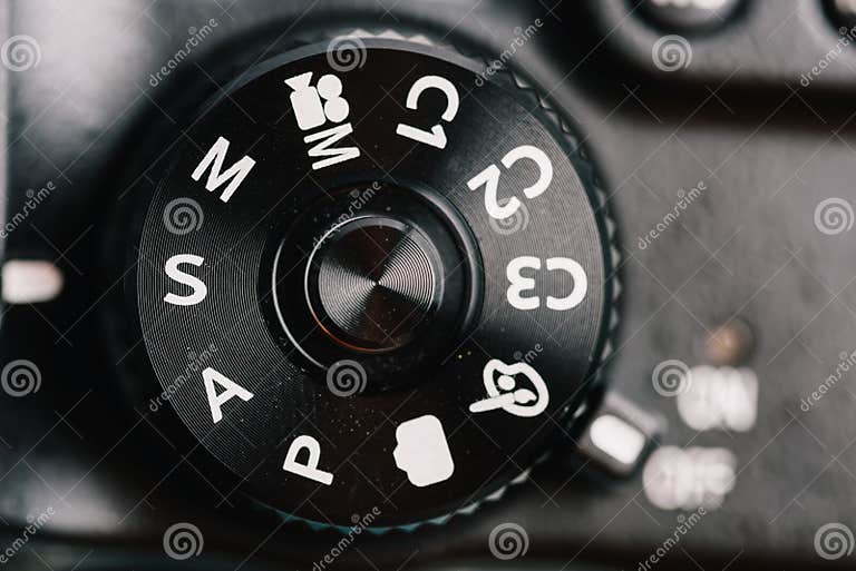 Digital Camera Control Dial Showing Aperture, Shutter Speed, Manual and ...
