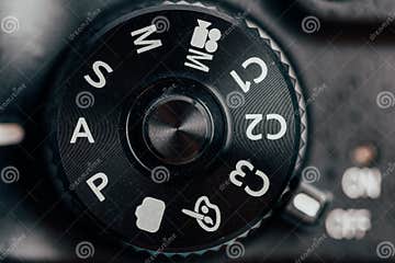 Digital Camera Control Dial Showing Aperture, Shutter Speed, Manual and ...