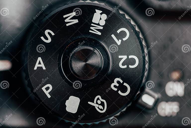 Digital Camera Control Dial Showing Aperture, Shutter Speed, Manual and ...