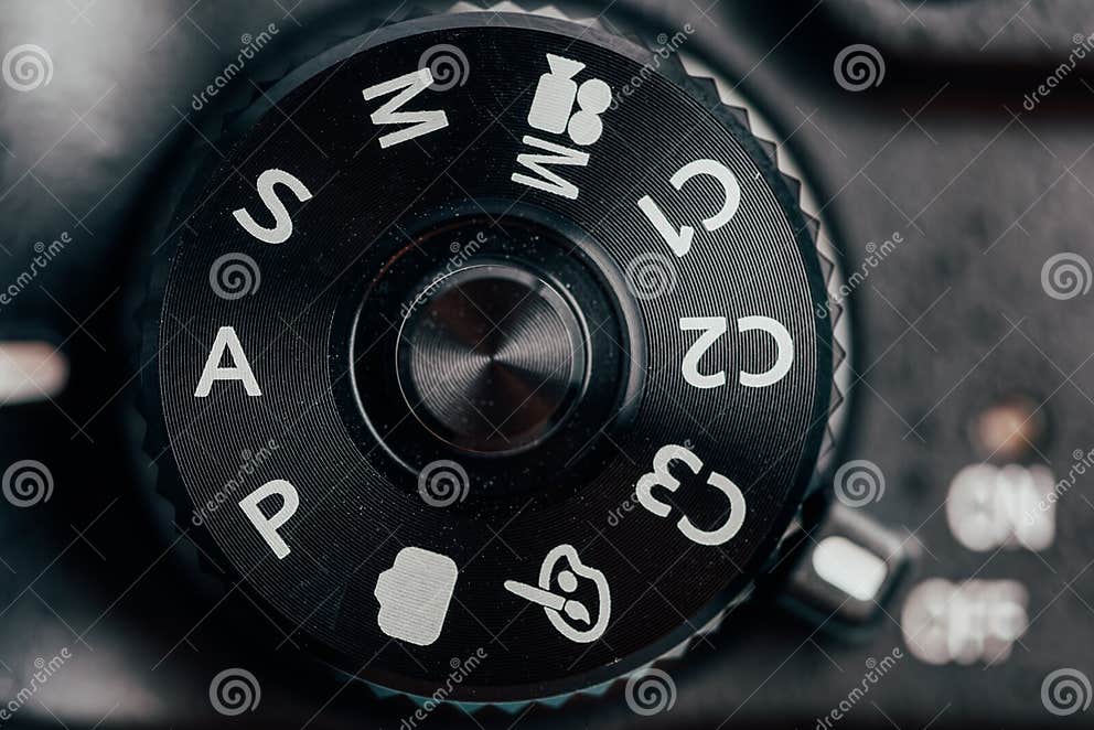 Digital Camera Control Dial Showing Aperture, Shutter Speed, Manual and ...