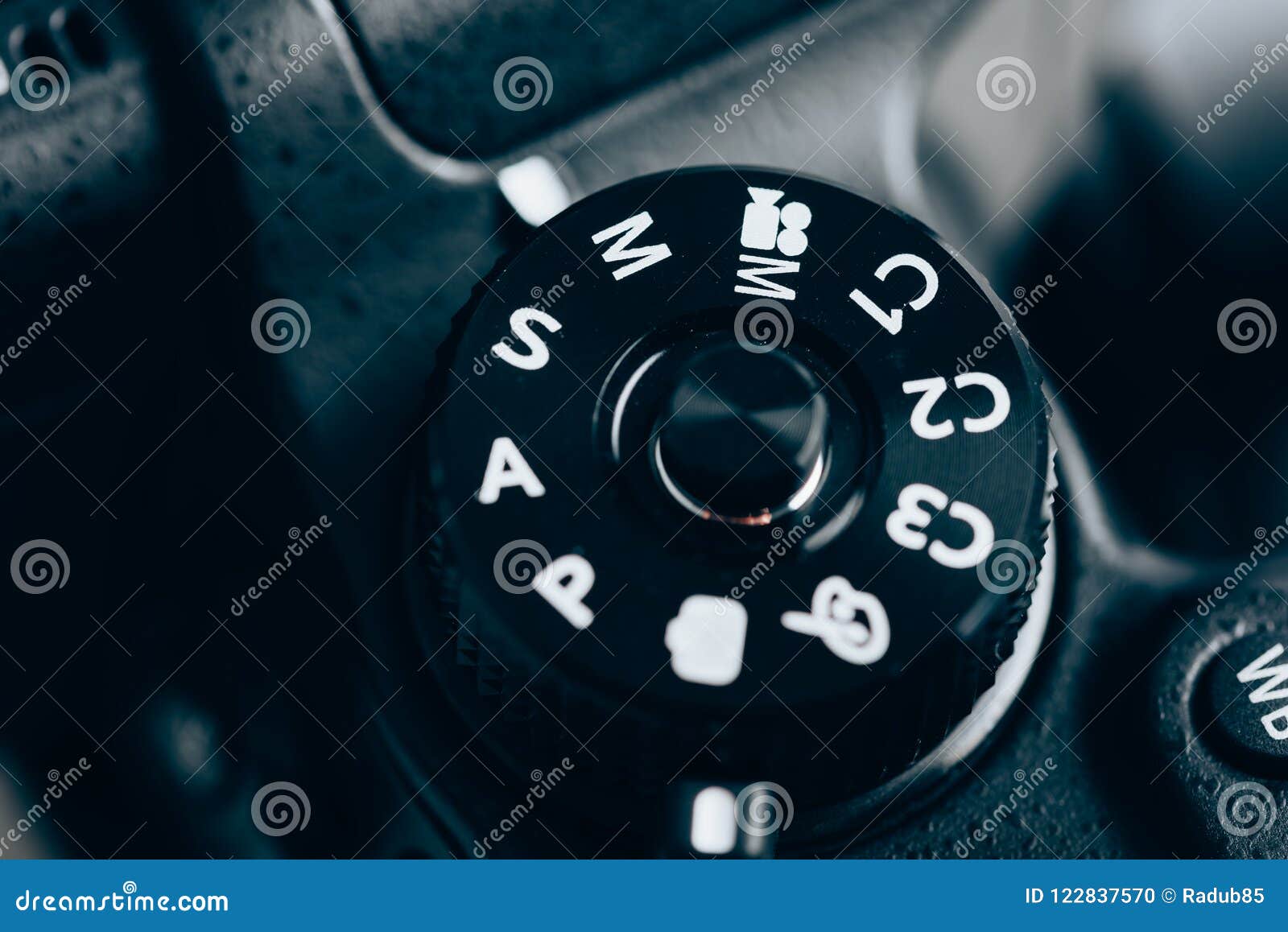 Digital Camera Control Dial Showing Aperture, Shutter Speed, Manual and ...