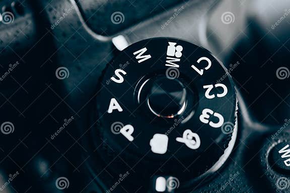 Digital Camera Control Dial Showing Aperture, Shutter Speed, Manual and ...