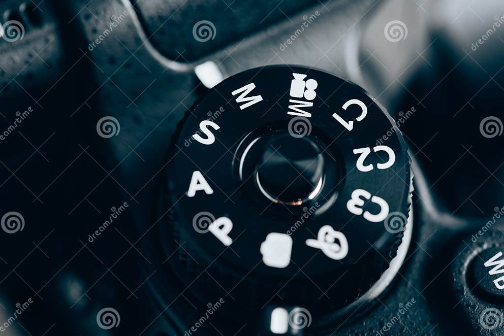 Digital Camera Control Dial Showing Aperture, Shutter Speed, Manual and ...