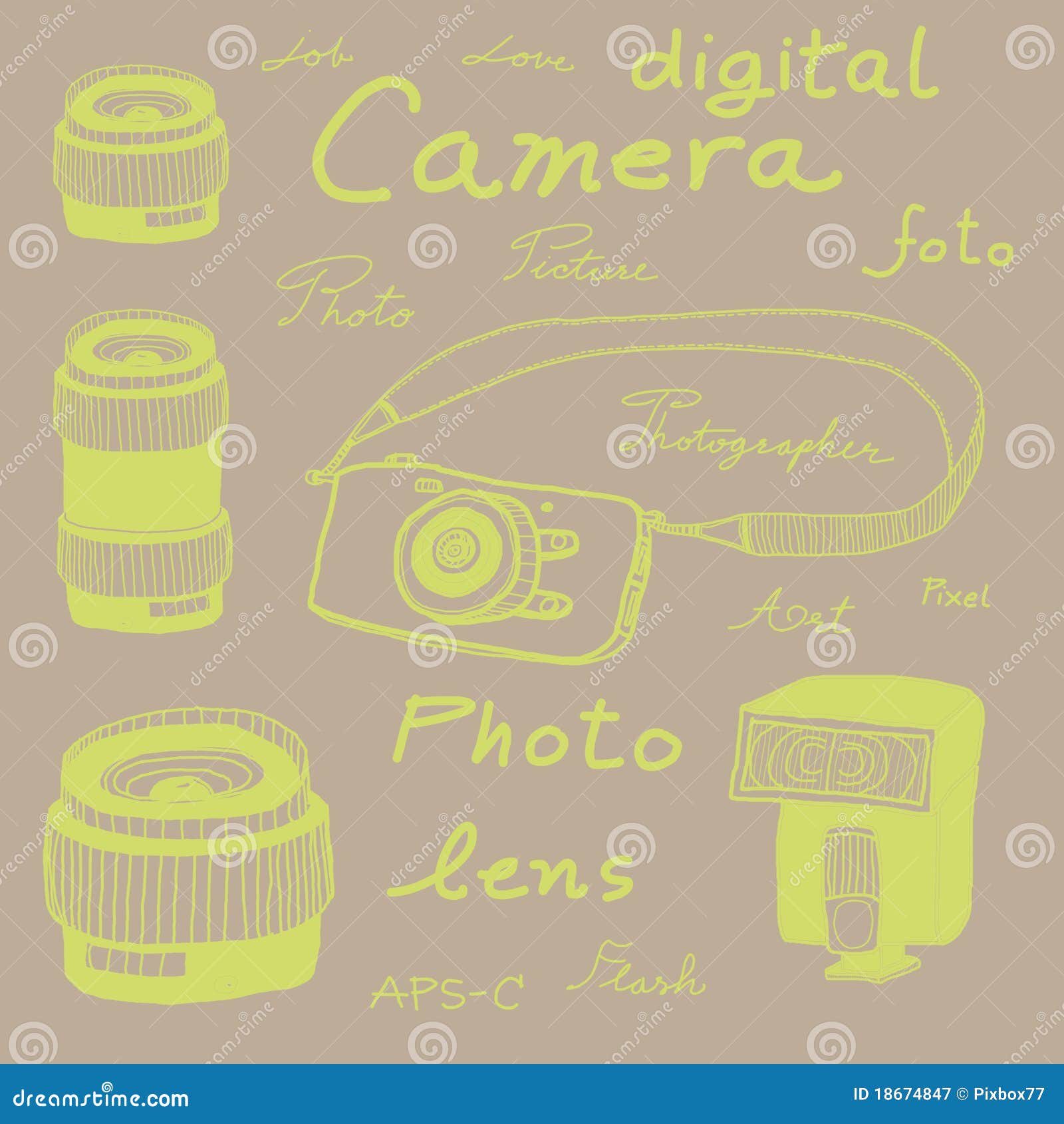 Digital Camera Drawing Sketch Stock Illustration - Illustration of ...