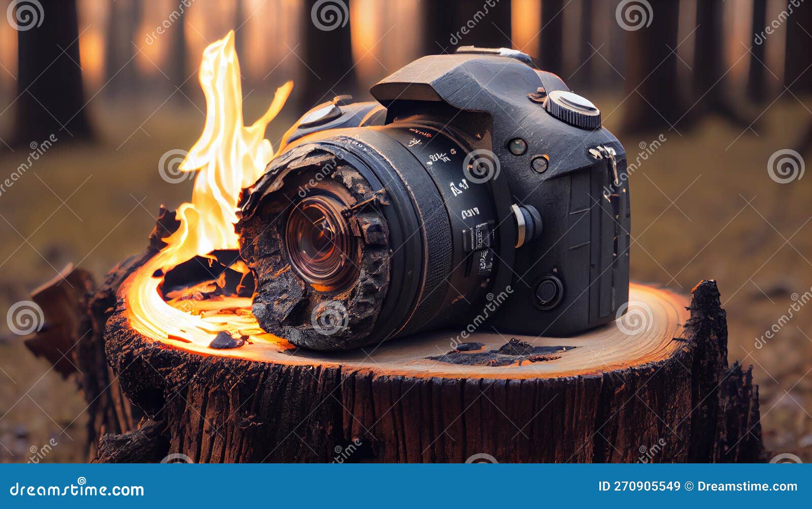 Digital camera is on fire stock illustration. Illustration of accident ...
