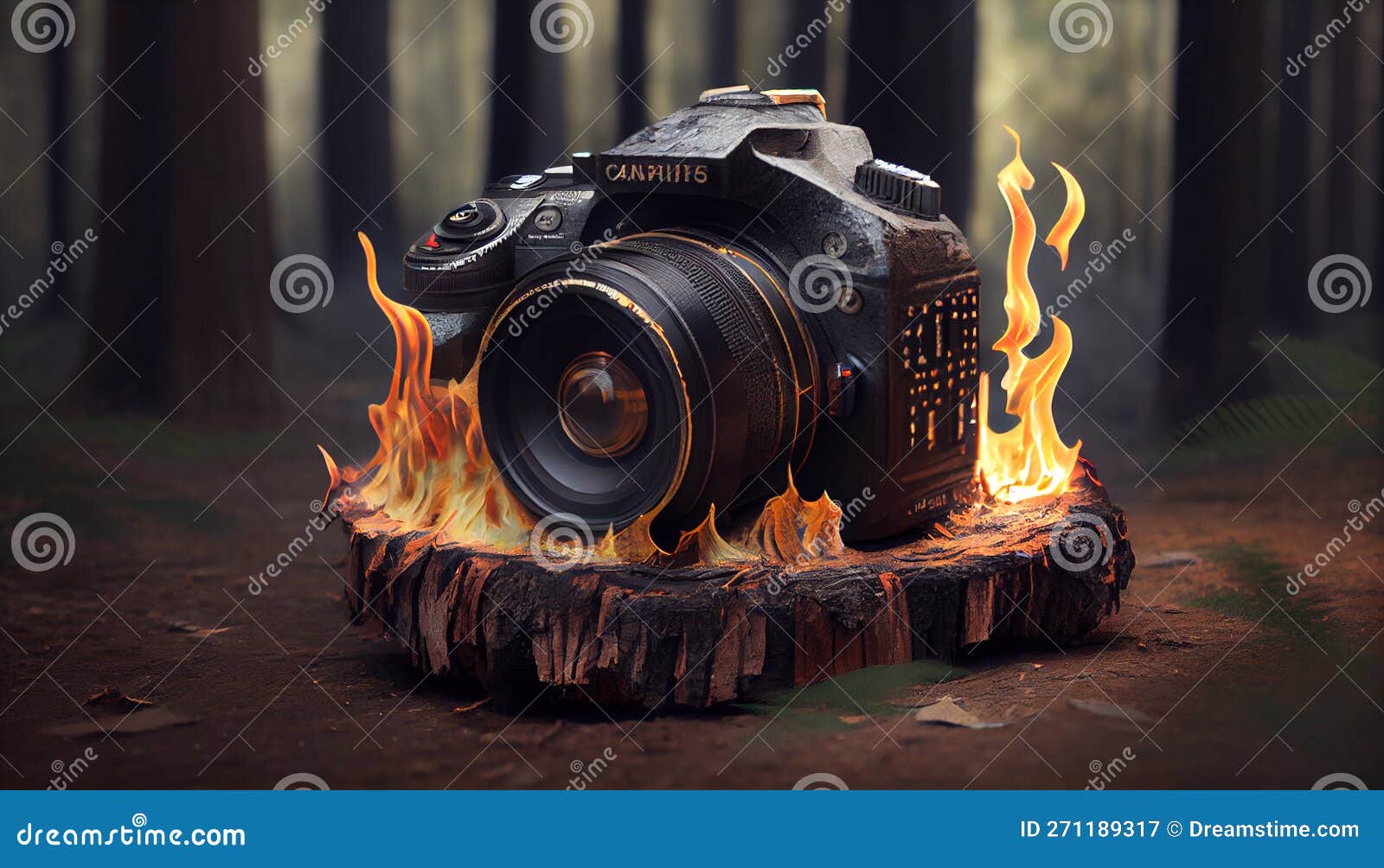 Digital camera is on fire stock illustration. Illustration of fire ...