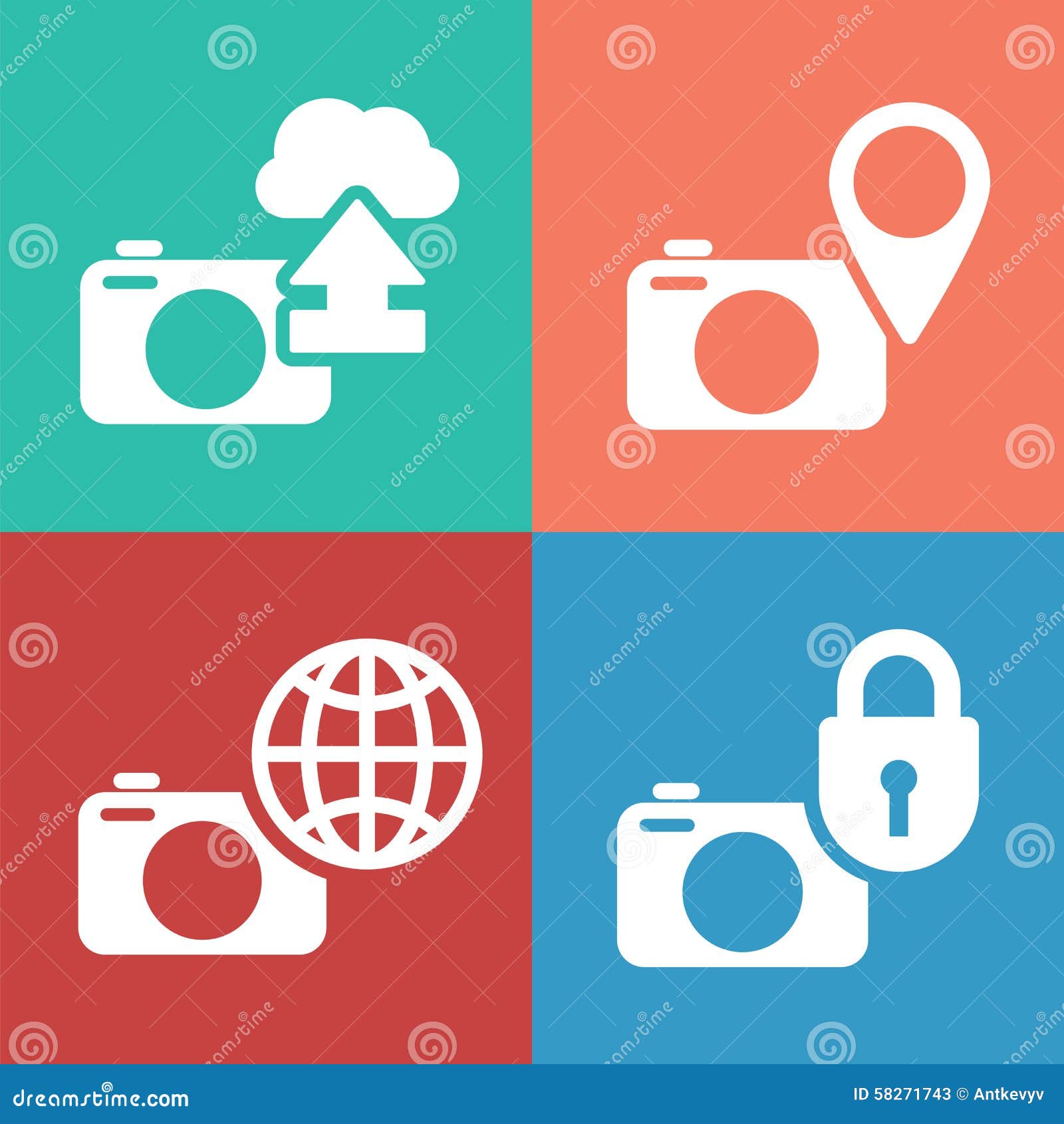 Digital camera icon set stock vector. Illustration of vector - 58271743