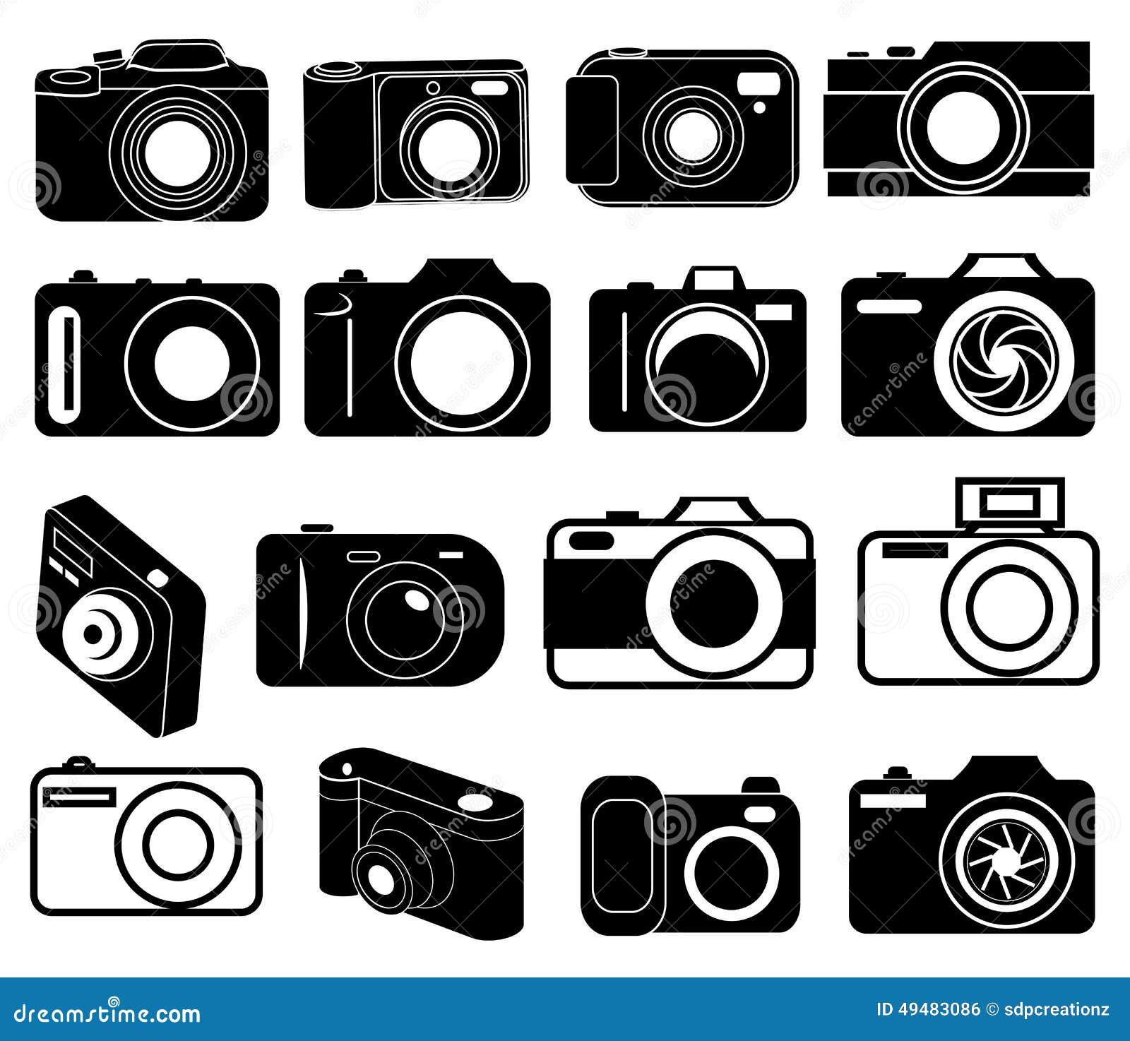 Digital camera icons set stock vector. Illustration of design - 49483086