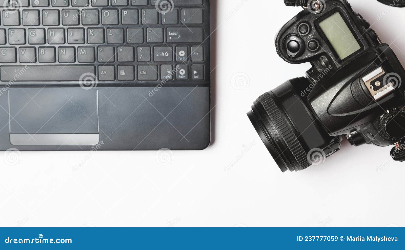 Digital Camera and Laptop. Workplace Photographer Concept Stock Image ...