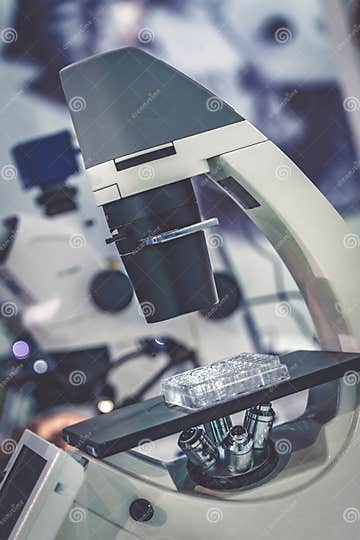 Digital Camera Microscope in Science Laboratory Stock Photo - Image of ...