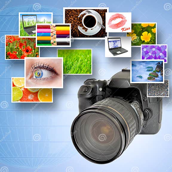 Digital Camera and Photographs Stock Photo - Image of texture ...