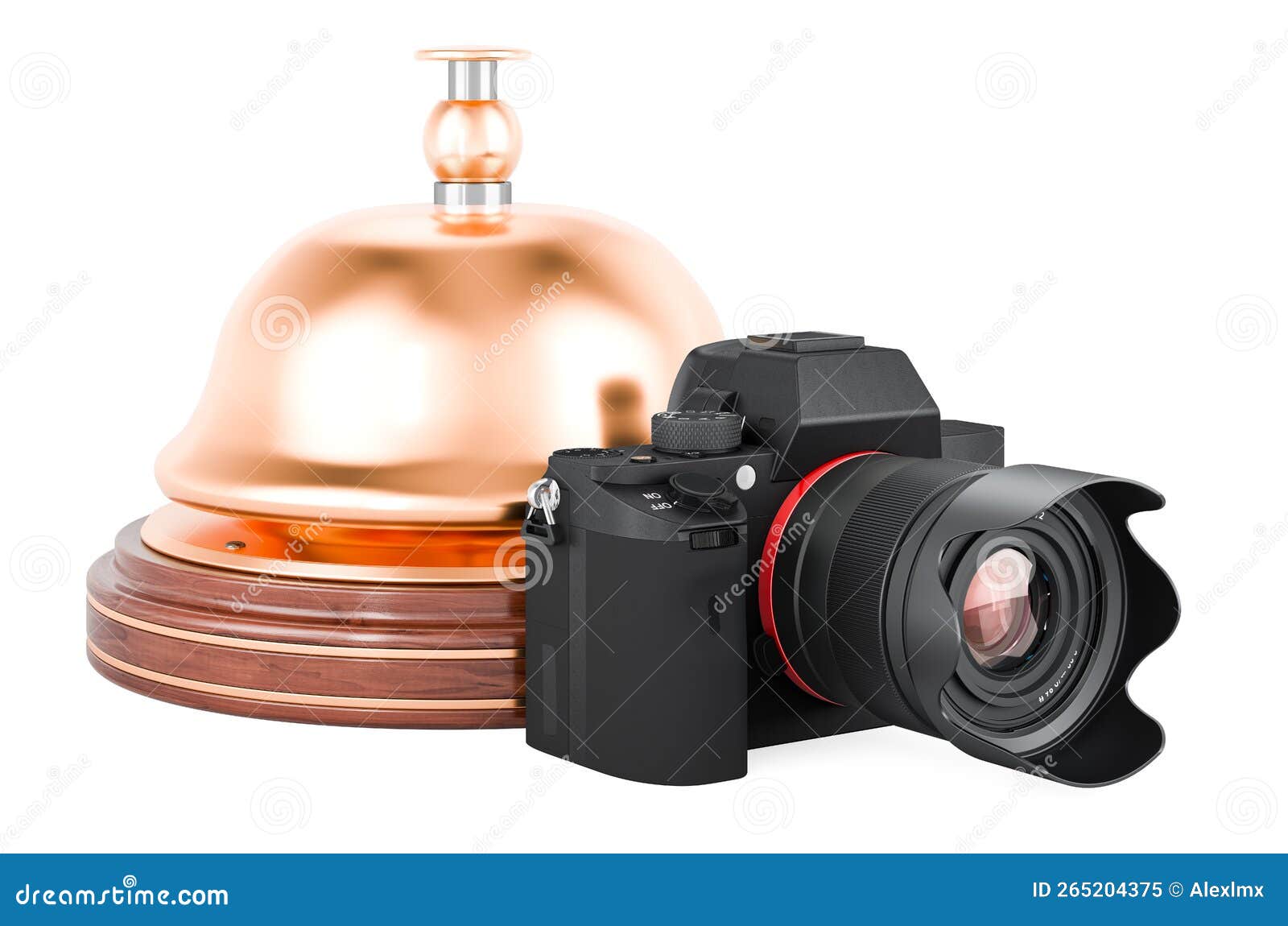 Digital Camera with Reception Bell, 3D Rendering Stock Illustration ...