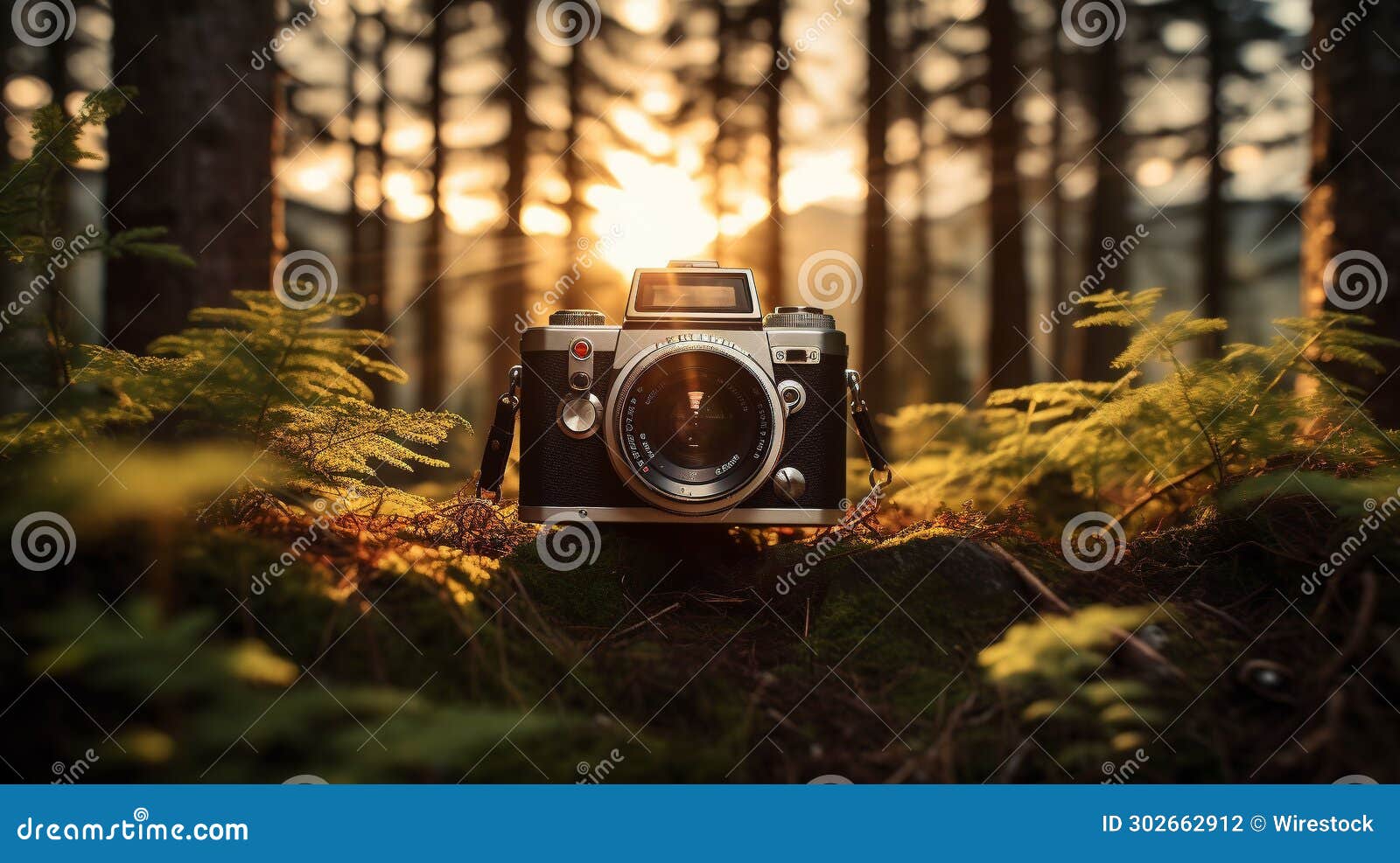 Digital Camera Resting on a Moss-covered Forest Floor Surrounded by ...