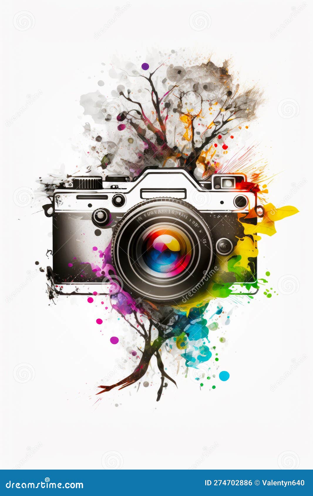 Digital Camera with Splash of Paint on the Side of the Camera ...