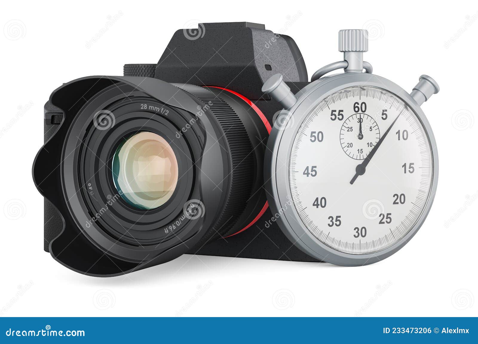 Digital Camera with Stopwatch, 3D Rendering Stock Illustration ...