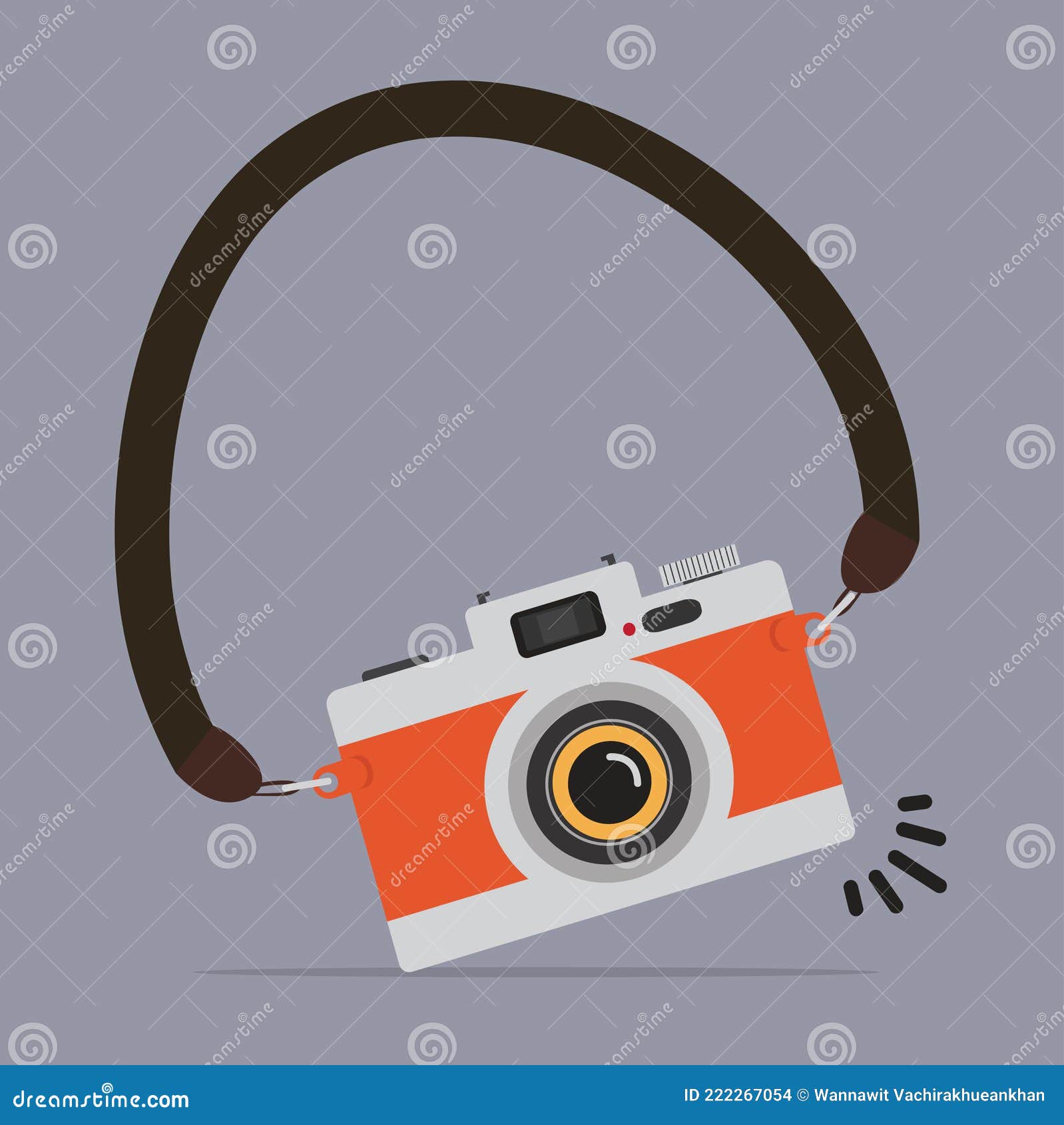 Digital Camera with Strap Vector Flat Stock Vector - Illustration of ...