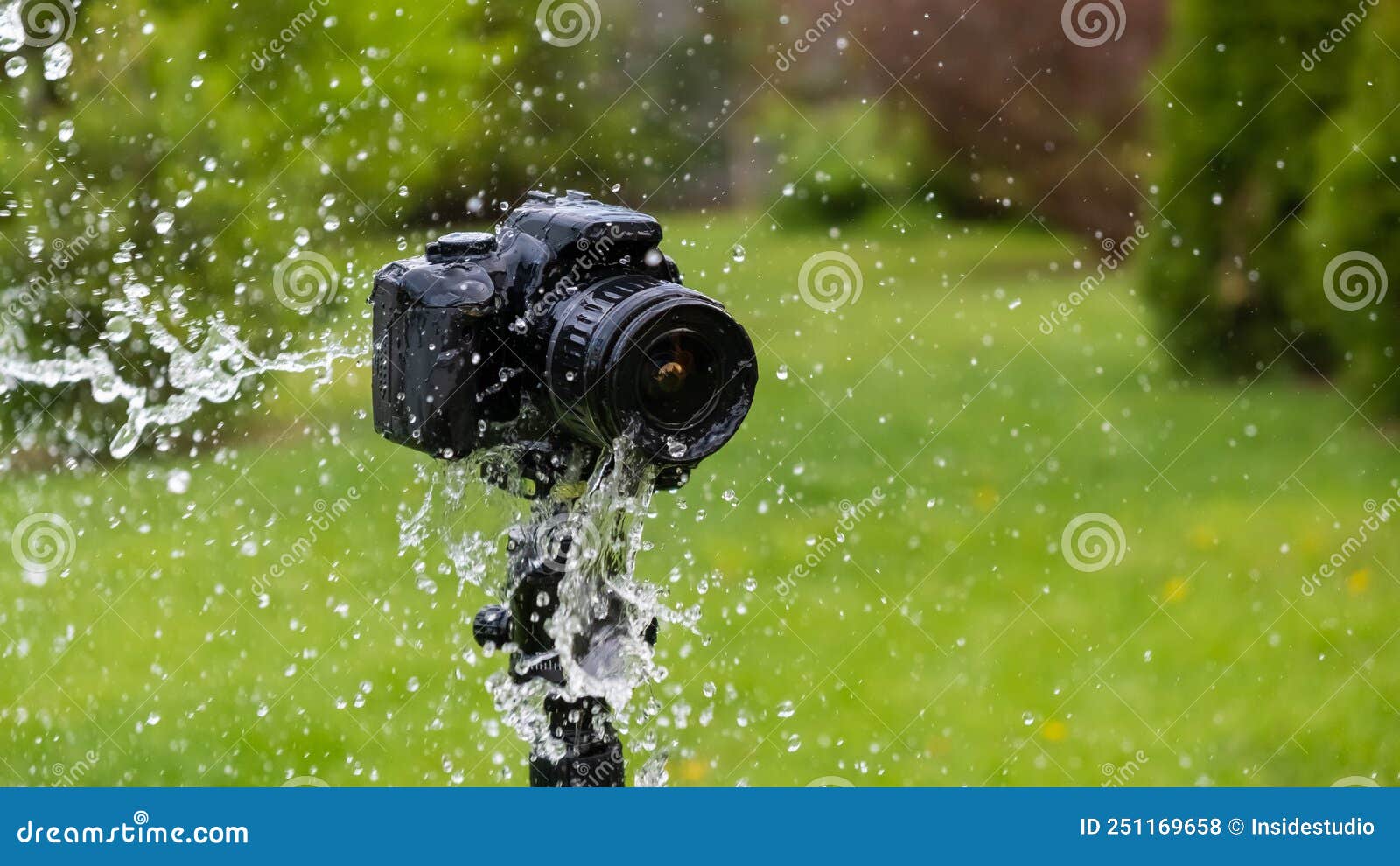 A Digital Camera on a Tripod in the Rain Stock Photo - Image of ecology ...