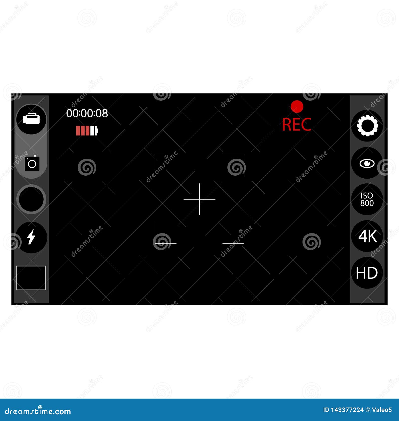 Digital Camera Viewfinder with Exposure and Settings. Modern Interface ...