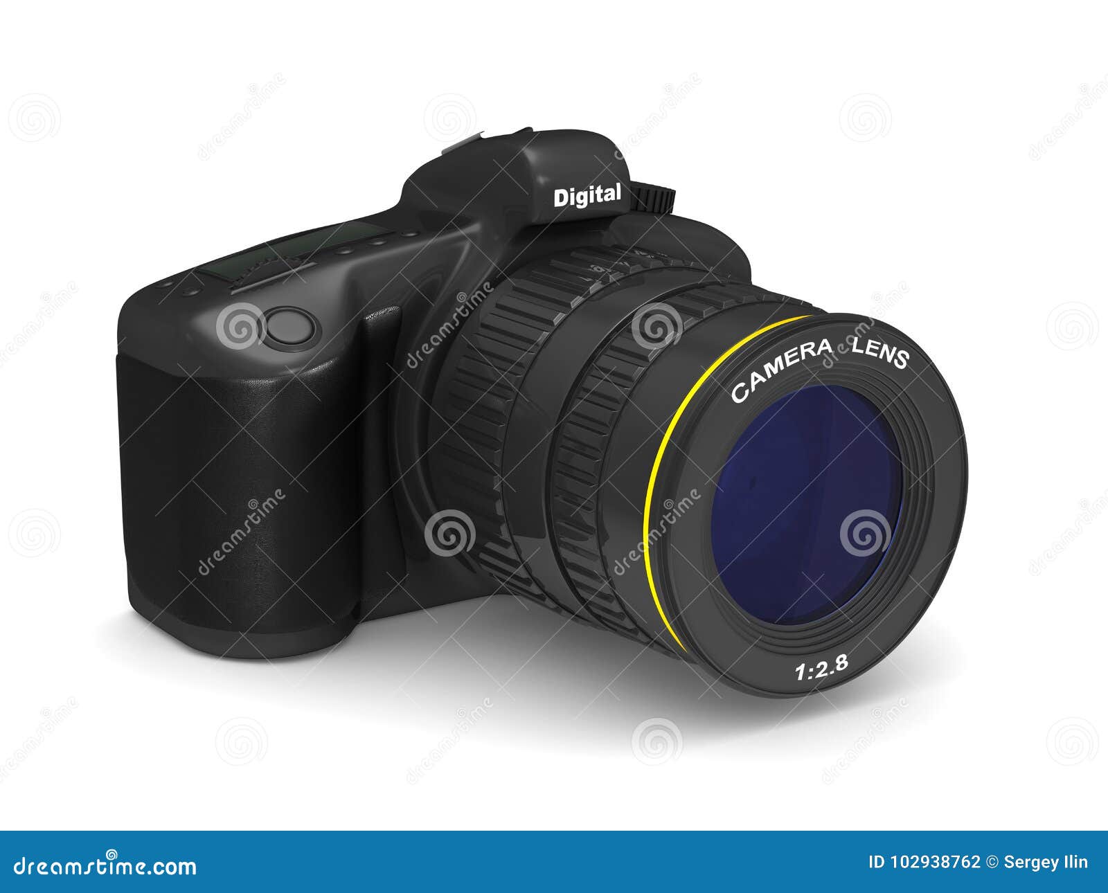 Digital Camera On White Background. Isolated 3D Illustration Stock ...