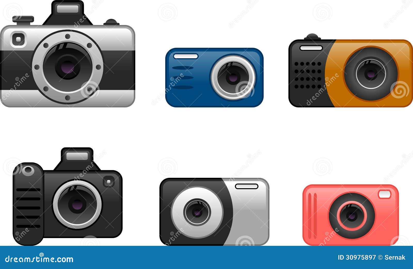 Digital cameras set 1 stock vector. Illustration of icon - 30975897