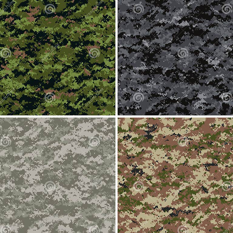 Digital Camouflage Patterns Stock Vector - Illustration of camo, fabric ...