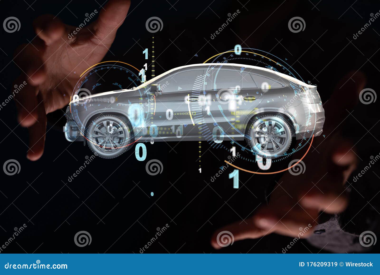 A Digital Car Technology Smart in Virtuel Room Stock Image - Image of ...