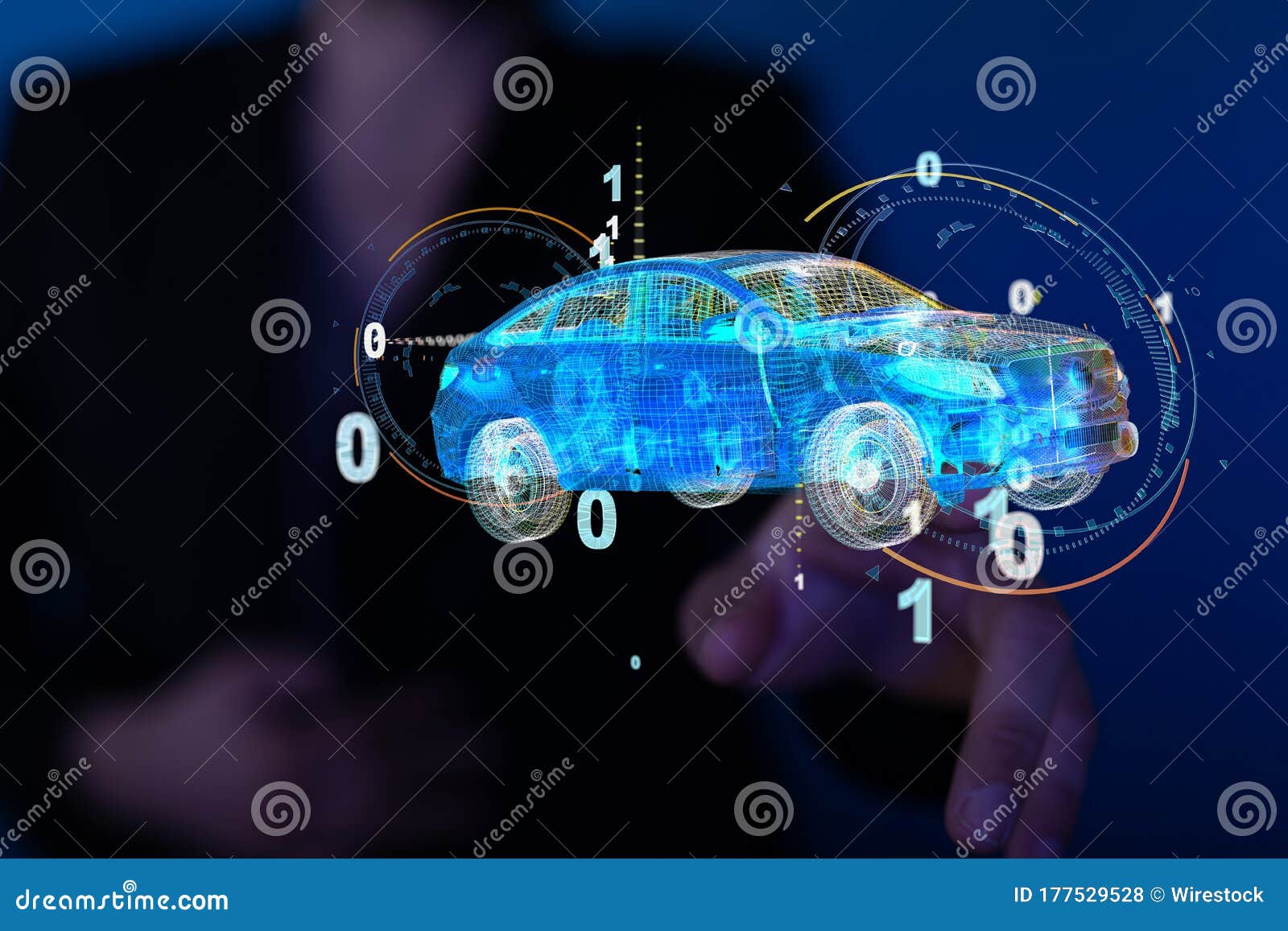 A Digital Car Technology Smart in Virtuel Room Stock Photo - Image of ...