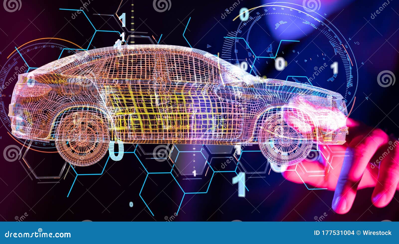 A Digital Car Technology Smart in Virtuel Room Stock Photo - Image of ...