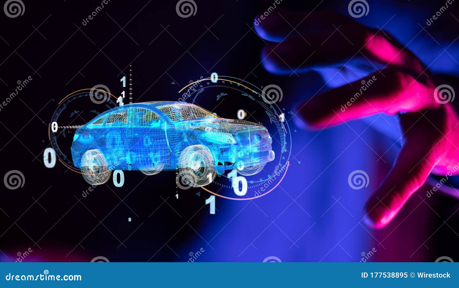 A Digital Car Technology Smart in Virtuel Room Stock Image - Image of ...