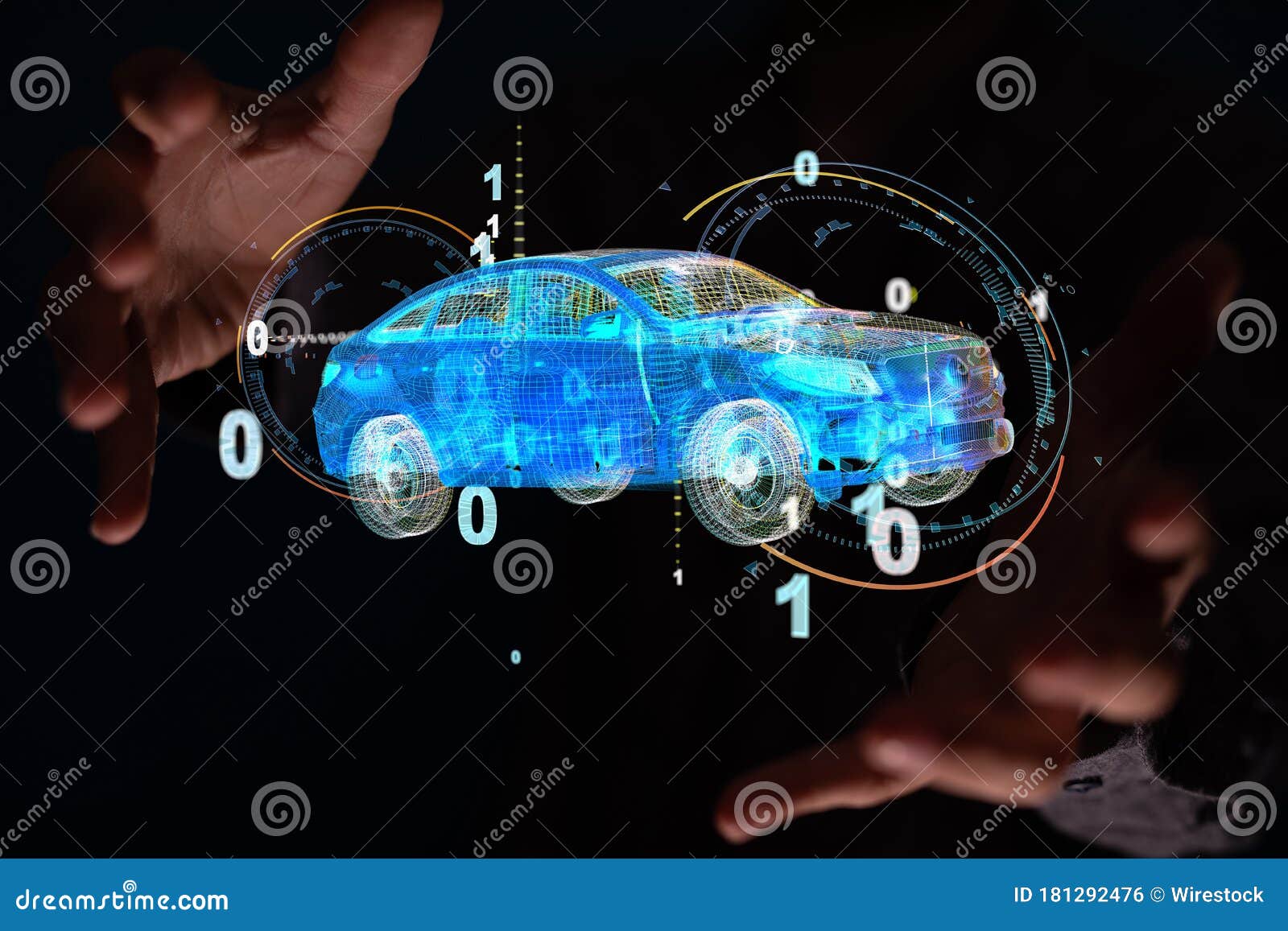 A Digital Car Technology Smart in Virtuel Room Stock Photo - Image of ...