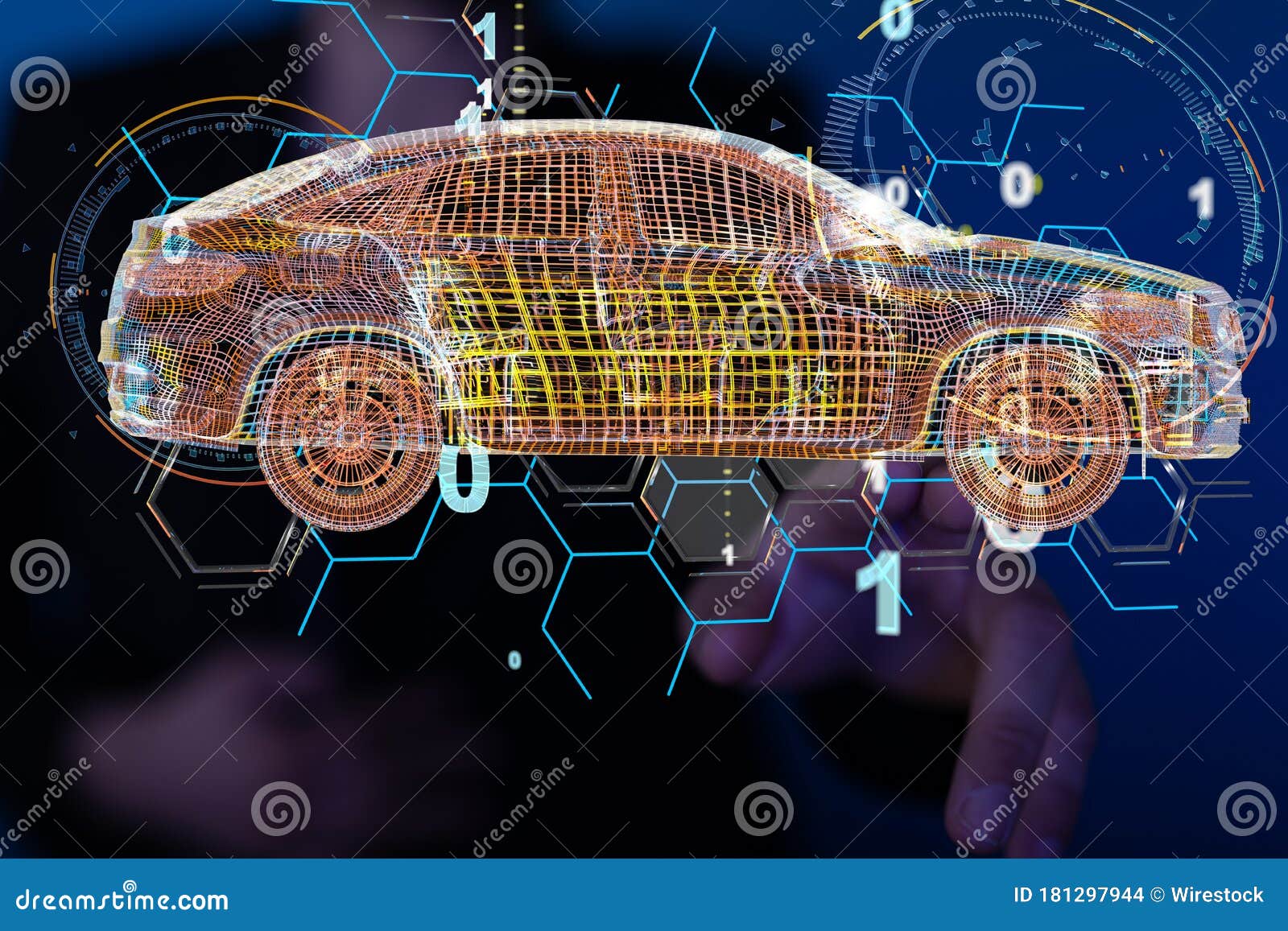 A Digital Car Technology Smart in Virtuel Room Stock Photo - Image of ...