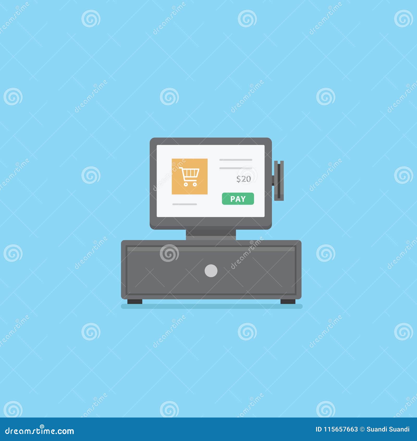 Digital Cash Register with Receipt and Money Drawer Stock Vector ...