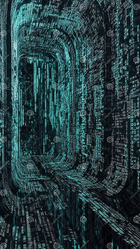 A Digital Cave System with Walls Covered in Flowing Streams of Binary ...