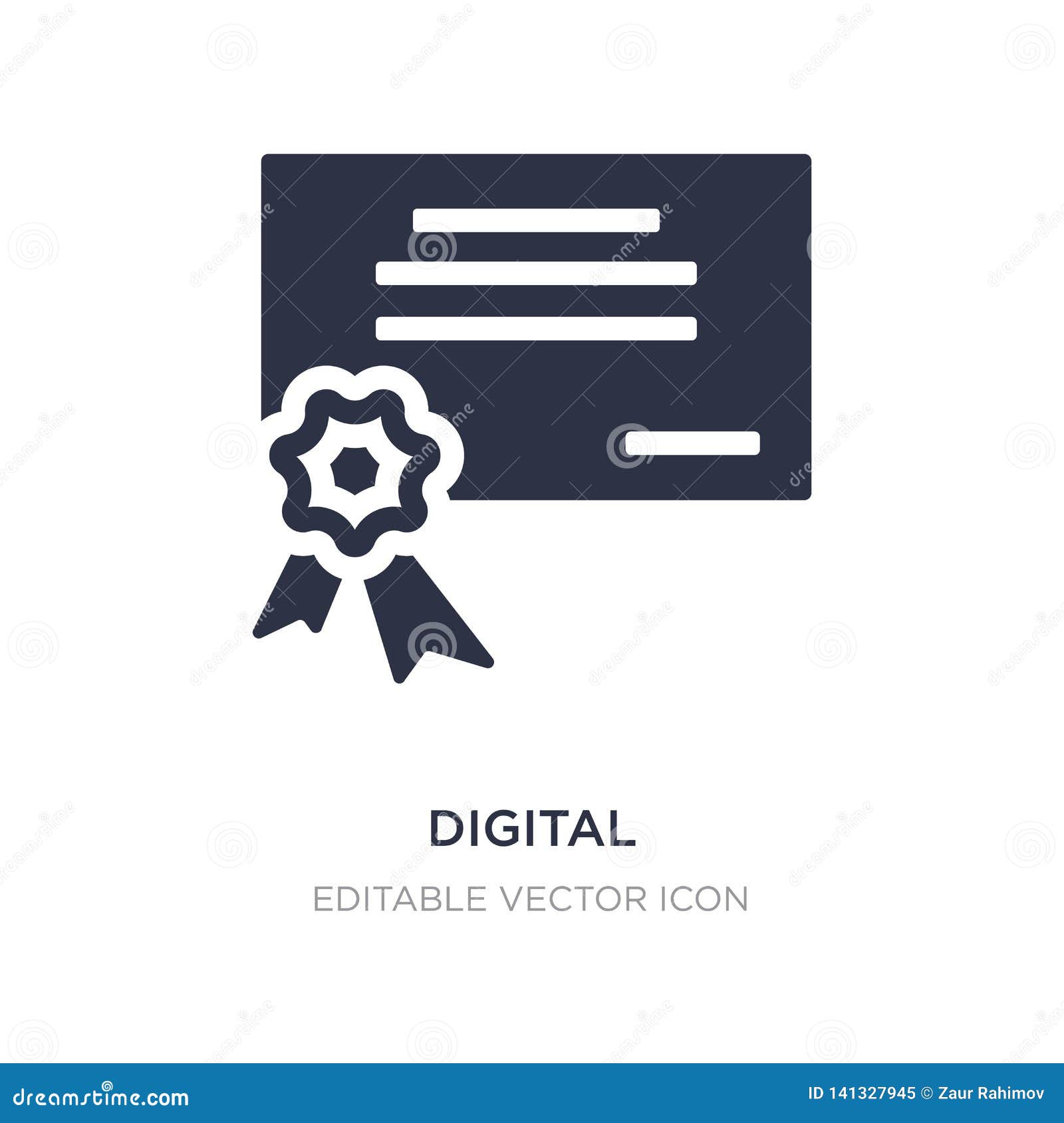 Digital Certificate Icon On White Background Simple Element