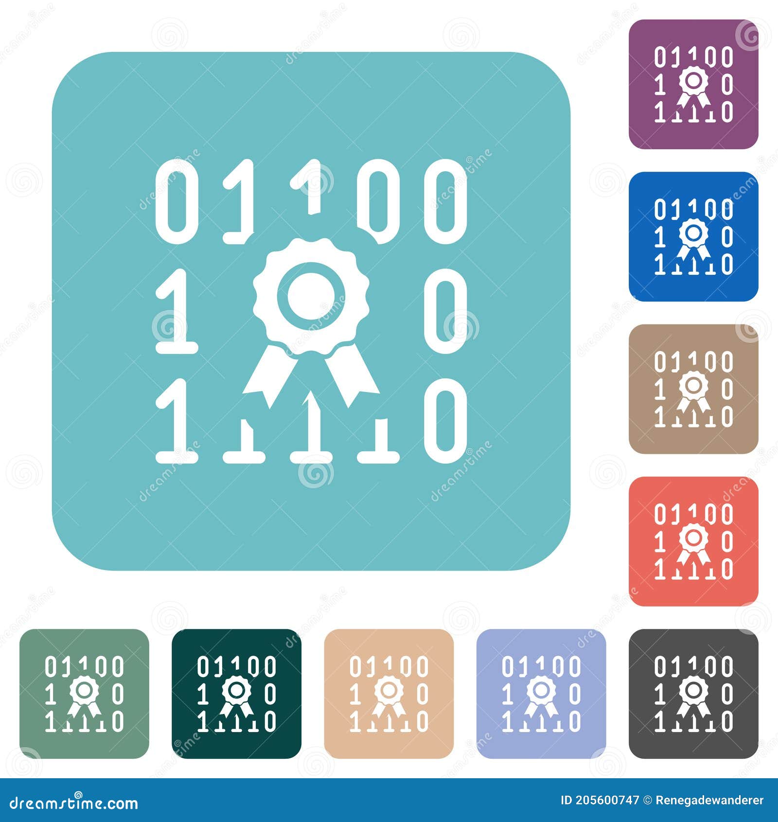 Digital Certificate Rounded Square Flat Icons Stock Vector ...
