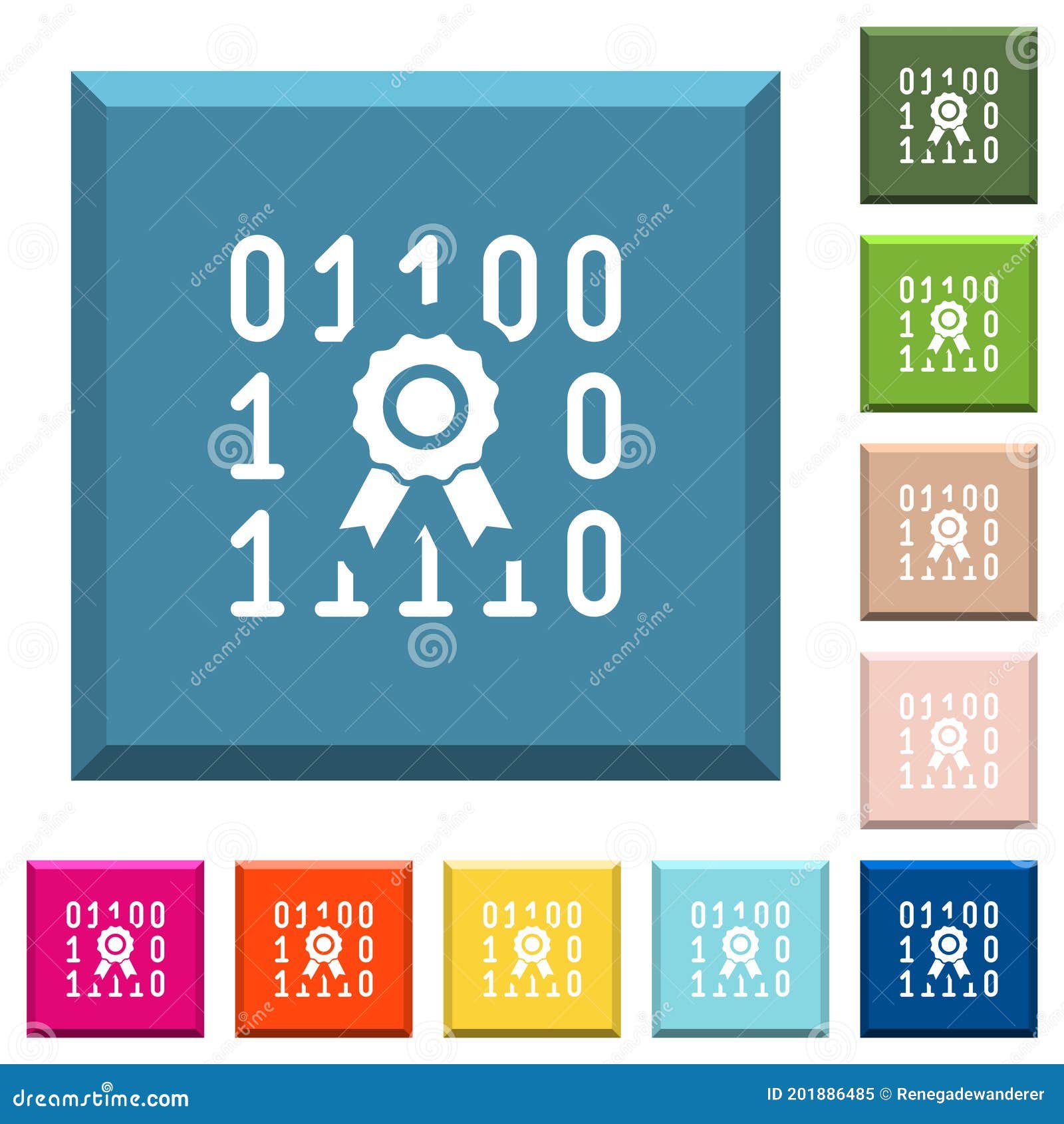 Digital Certificate White Icons on Edged Square Buttons Stock Vector ...