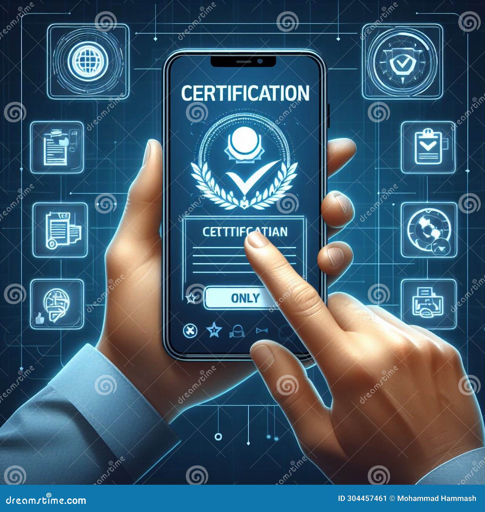 Digital Certification: a User Completing an Online Assessment Stock ...