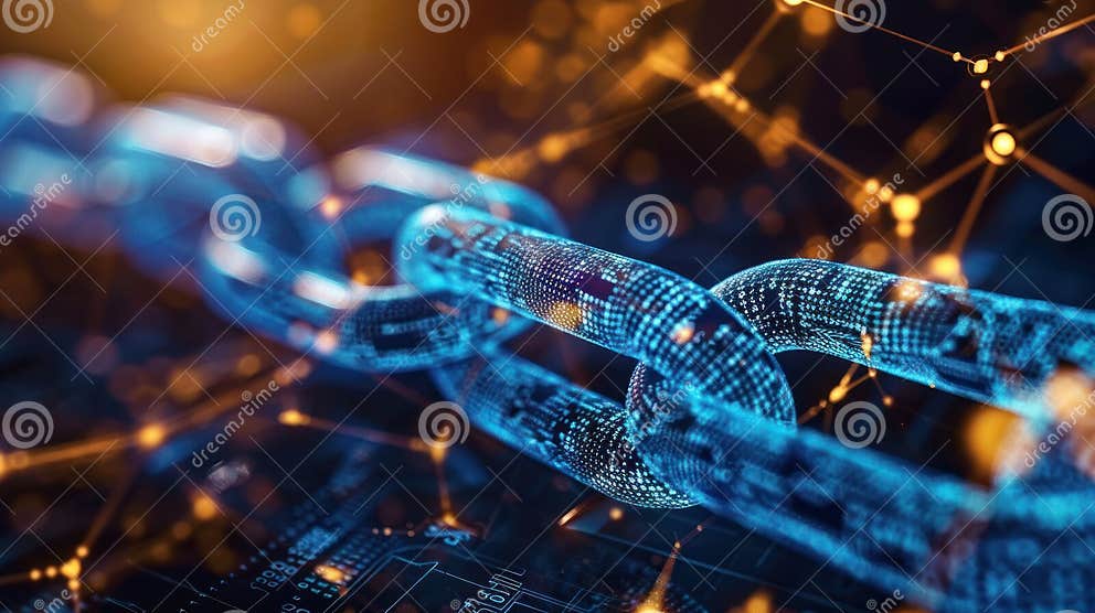 Digital Chain with Data Encryption and Network Connections Stock ...