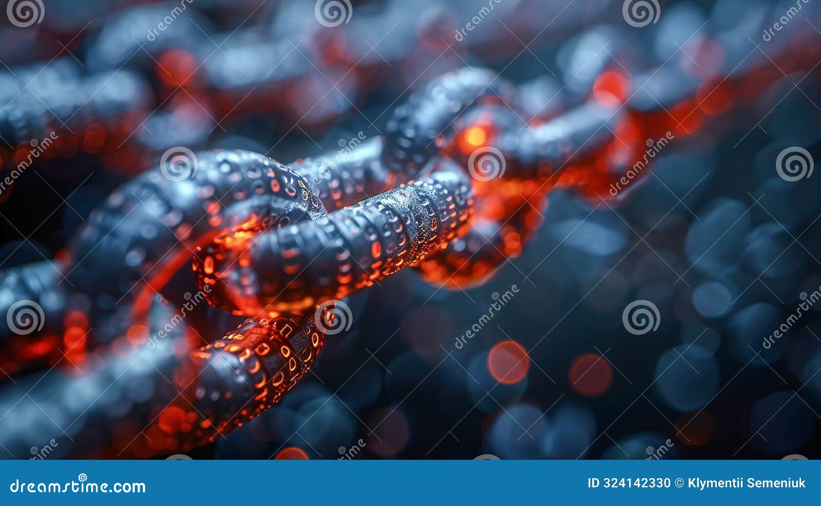 Digital Chain Links. Cyber Security and Blockchain Concept Stock Photo ...