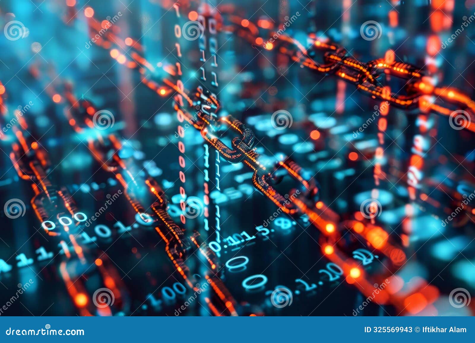 Digital Chain Links Illustrating Decentralized Ledger System Concept ...