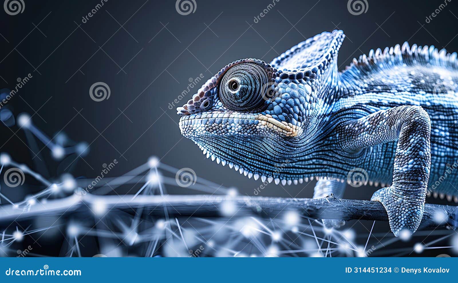 Digital Chameleon in Neon Colors. Big Data Visualization. Information ...