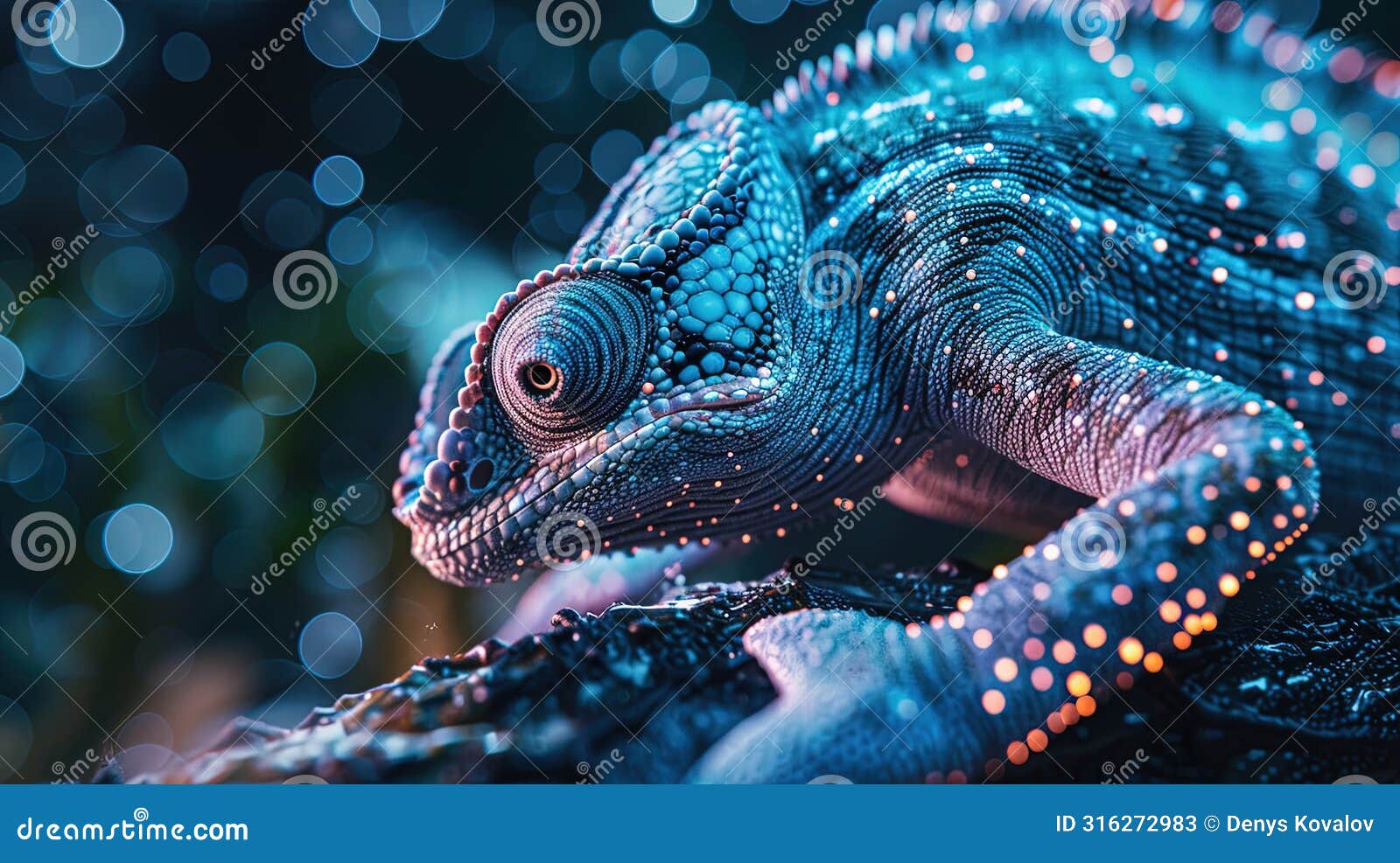 Digital Chameleon in Neon Colors. Big Data Visualization. Information ...