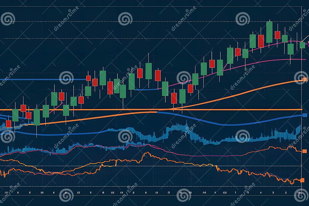 Digital Chart Shows Candlestick Patterns in Green and Red, with Trend ...