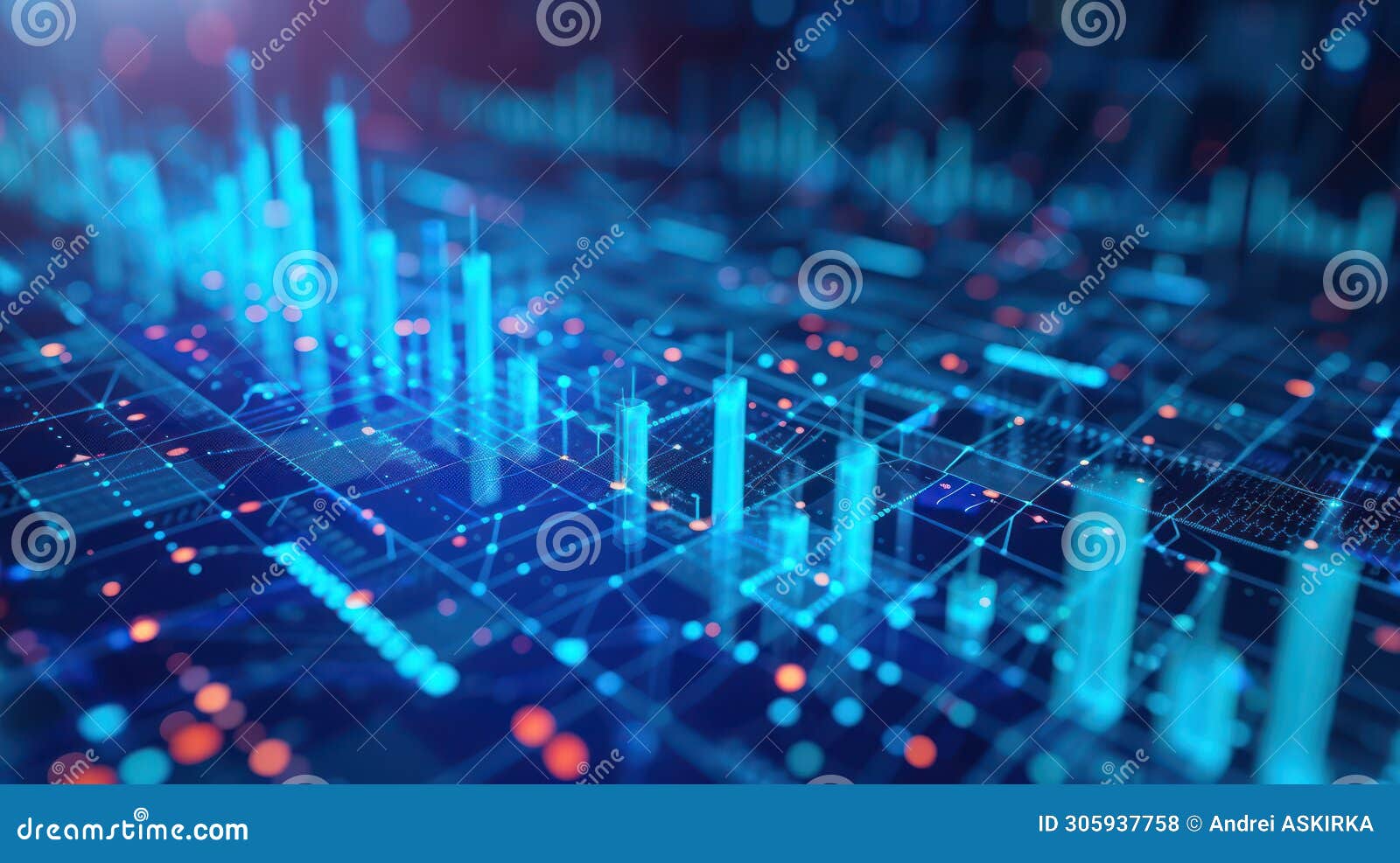 Digital Charts on Background with Light in the Background Stock ...