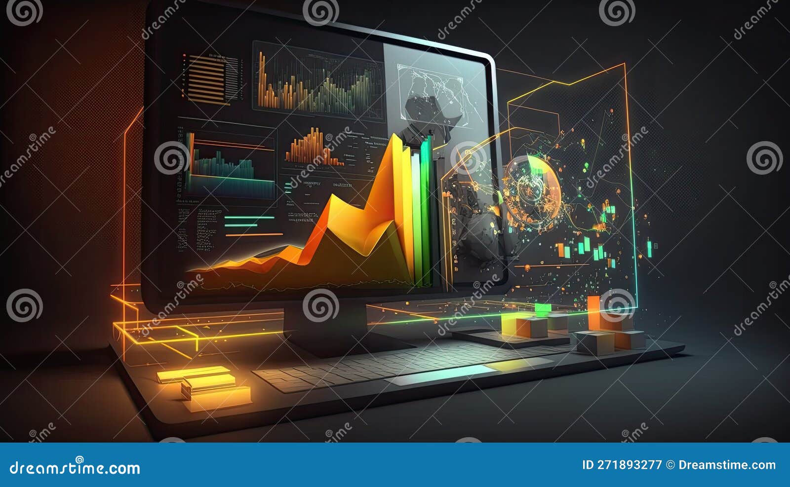 Digital Charts and Graphs with Binary Code on a Computer Screen. Data, Technology, Information ...