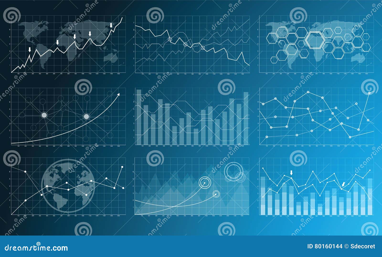 Digital Charts and Screen Interface Stock Illustration - Illustration ...