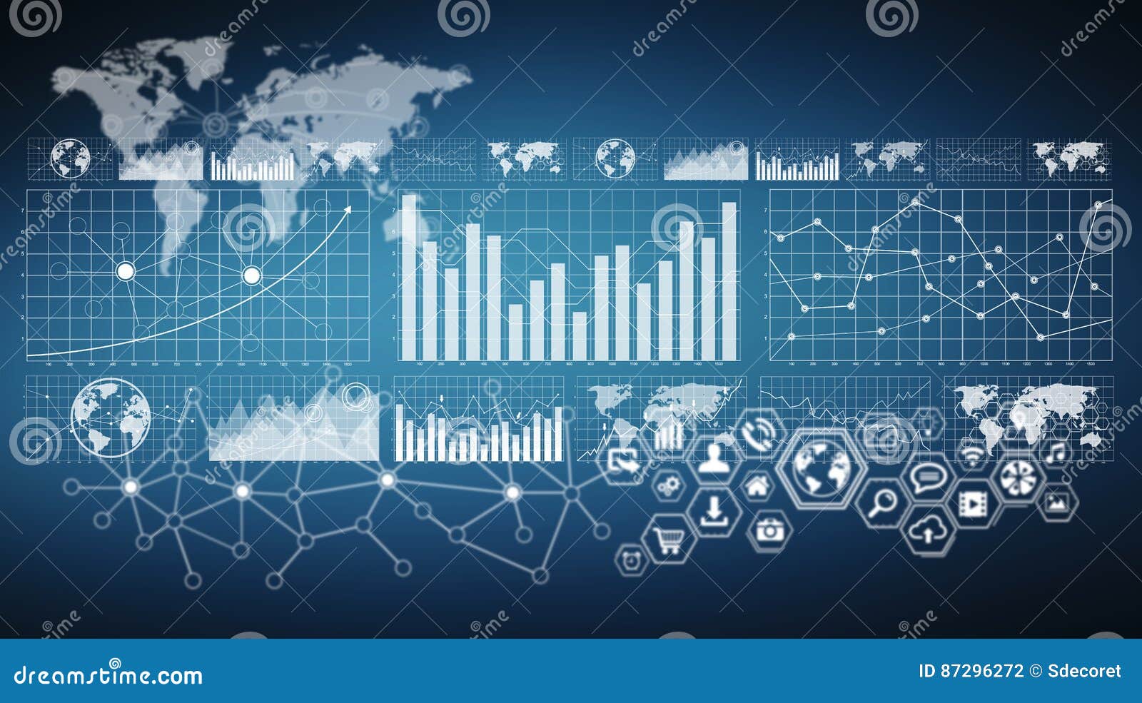 Digital Charts and Screen Interface Stock Illustration - Illustration ...