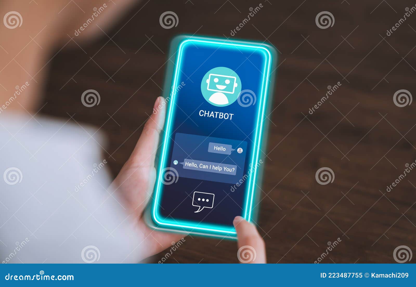 Digital Chatbot and Sent To Recipient on Mobile, Hand Using Smartphone ...